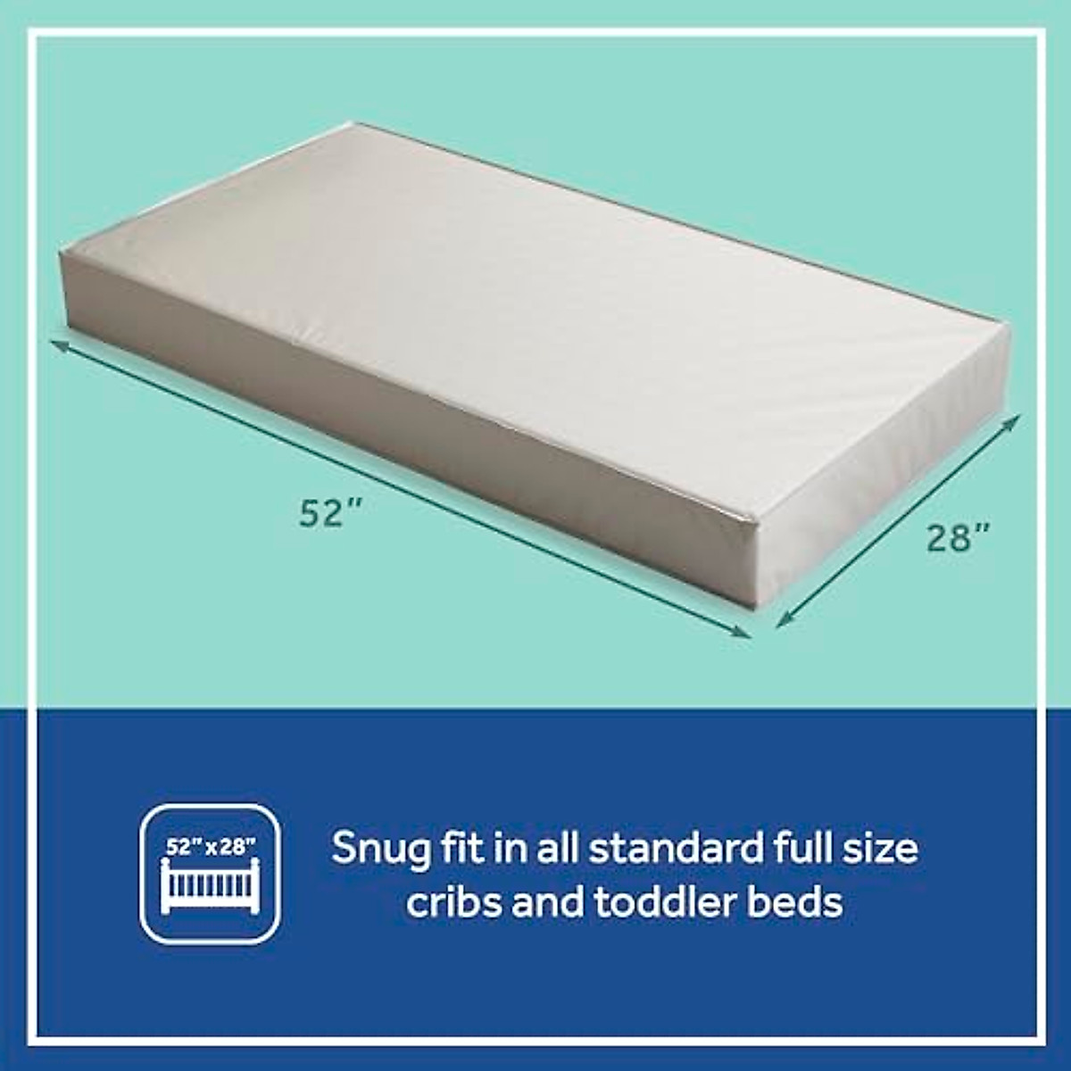 Sealy Crib Mattress & Toddler Bed Mattress| Orion 2-Stage Sustainable Antibacterial Baby Mattress, Lightweight, GREENGUARD Air Quality Certified - Made in USA, 52"x28"