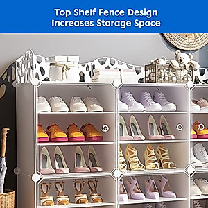 Jomifin Shoe Rack Storage Cabinet with Doors, key Holders, Expandable Standing Rack, Portable Shoes Organizer, Storage 36-72 Pairs Shoes, Boots, Slippers (White)