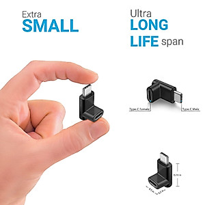 URWOOW Right Angle Type C USB 3.1 Adapter Extension 90 Degree Male to Female Right & Left Angled Extension (2 Pack)