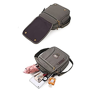 Sunsomen Men Purse Bag Shoulder Bag Small Canvas Crossbody Messenger Bag Side Bag Travel Bag Work Bag For Man (Khaki)