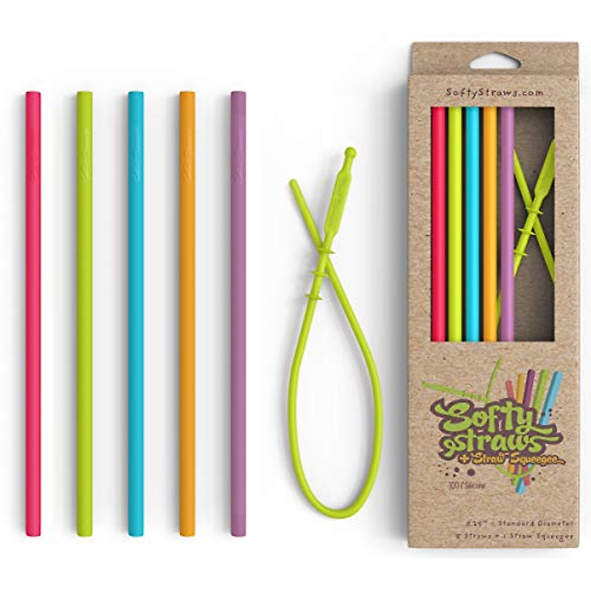 Silicone Straws - Slender Size BPA Free Non-Rubber Silicon Reusable Drinking Straws for Stainless Steel 20 oz Yeti Tumbler - Flexible, Chewy, Bendy & Safe for Kids/Toddlers