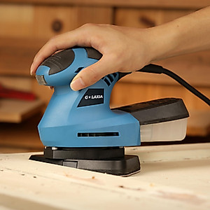G LAXIA Detail Sander, 1.6 Amp Electric Sander with 10Pcs Sandpapers, 12000 OPM Hand Sander with Dust Box for Woodworking