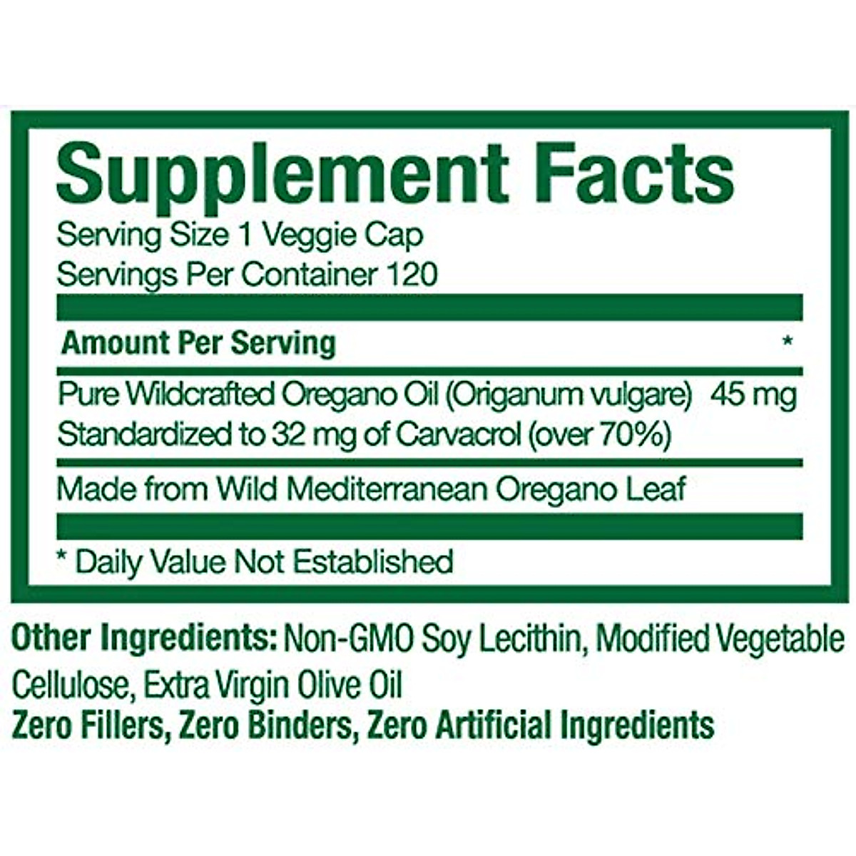 Wild Oregano Oil Capsules - 120 Liquid Veggie Softgels - Pure Standardized Wild Oregano Leaf Extract offers 70% Carvacrol (32 mg) for Immune System Health - Non GMO, Vegan, Gluten Free