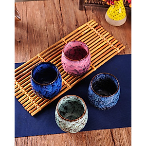 WHJY Ceramic Chinese kung fu tea cup, Japanese tea cups, Yerba mate cup set of 4, 150ml/5oz