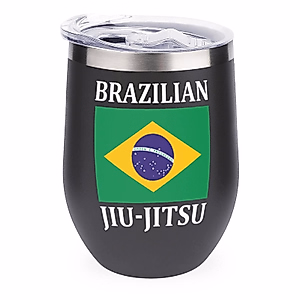 Brazilian Jiu Jitsu Wine Tumbler Travel Coffee Mug Stainless Steel Insulated Cup with Lid Gift for Men Women 12oz
