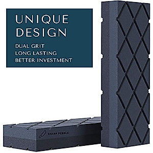 Sharp Pebble Large Flattening Stone- Dual Grit Coarse/Fine Sharpening Stones Flattener- Diamond Grooves Whetstone Fixer-Re Level Any Whetstones & Waterstones