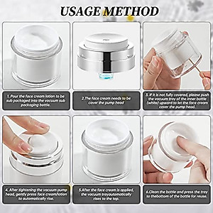 Cream Jar Vacuum Bottle, 4Pcs Refillable Airless Pump Jars with Pump Lid, Portable Travel Airless Cosmetic Container for Cream and Lotion, 1 oz