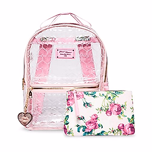 Betsey Johnson Clear Backpack with Pouch, Blush