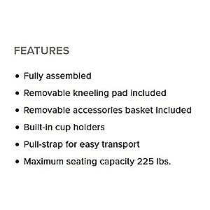 Suncast Outdoor Rolling Garden Scooter - Durable Plastic Portable Garden Seat Rolls in Grass and Dirt - Carries Garden Supplies