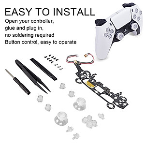 Multi Colors Luminated D pad Thumbstick D Pad Face Buttons for PS5 Controller,8 Colors 19 Modes DIY Classical LED Light Kit for PS5,Good Gift