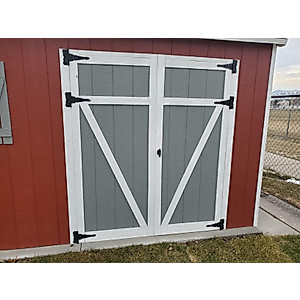 HOME MASTER HARDWARE 8 in Heavy Duty Decorative T Strap Hinge Shed Storage Gate Barns Tee Hinges with Screws Black Finish 6 Pack