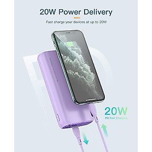 Kuulaa USB C Power Bank Fast Charging, 5000mAh Plug-in Portable Charger & Type C Input/Output Battery Pack 26800mAh