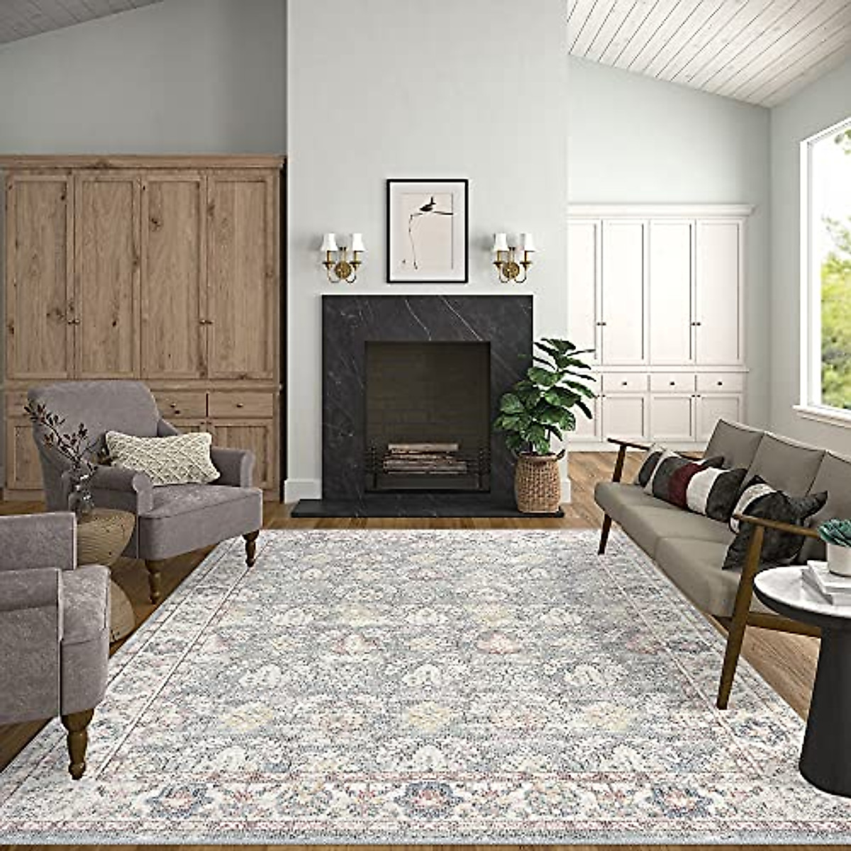 Aleena Gray Large 8x10 Area Rug 8x10 - Area Rugs for Living Room - Dining Room Rug - Bedroom Rug - Kitchen Rug or Entryway Rug Carpet - Alfombras para Salas Grandes - Traditional, Oriental