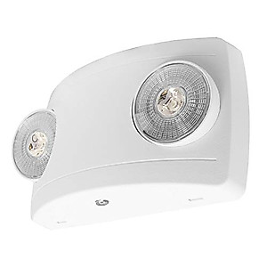 LFI Lights | Super Compact Emergency Light | White Housing | Two LED Adjustable Round Heads | Hardwired with Battery Backup | UL Listed | (2 Pack) | EL-C2