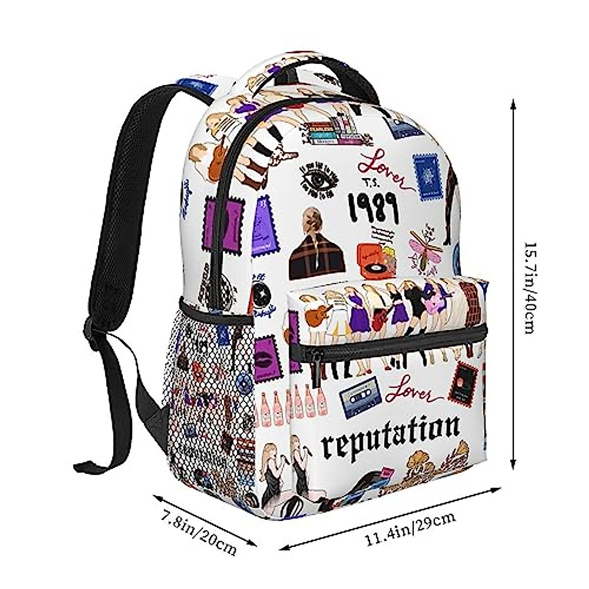 OLDX Taylor Music Swift Printed Backpackreputation Music Album Casual Backpack Cartoon Taylor Poster Backpack Lightweight Large Capacity Travel Laptop Backpack Taylor Fan Birthday Gift