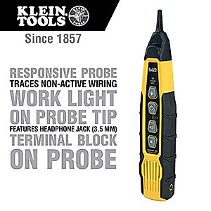 Klein Tools VDV501-851 Cable Tester Kit & VDV500-123 Cable Tracer Probe-Pro Tracing Probe with Replaceable Non-Metallic, Conductive Tip and a Light for Use in Dark Spaces