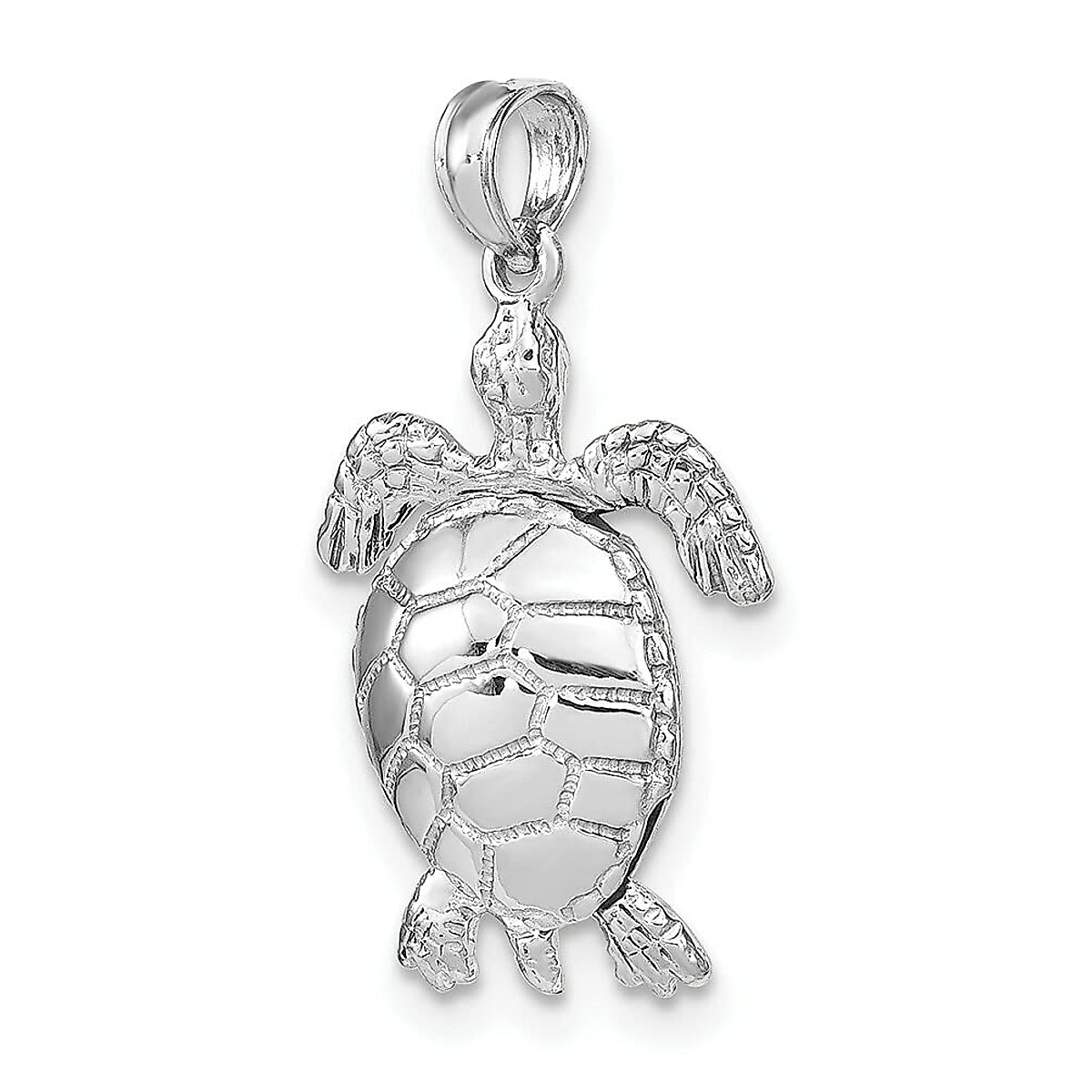 Lex & Lu 14k White Gold 3D Moveable Sea Turtle Charm