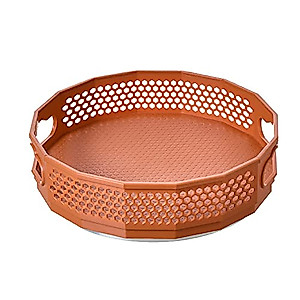 Soaoun Non-Skid Storage Turntable Honeycomb with Handle Solid Color Lazy Susan 9-Inch (Orange)