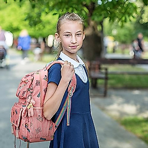 Maod Backpacks for Girls Backpack for School Suitable Ages 6-8 Kids - Pass CPSC Certified - Gift Cute Pendant (Pink)