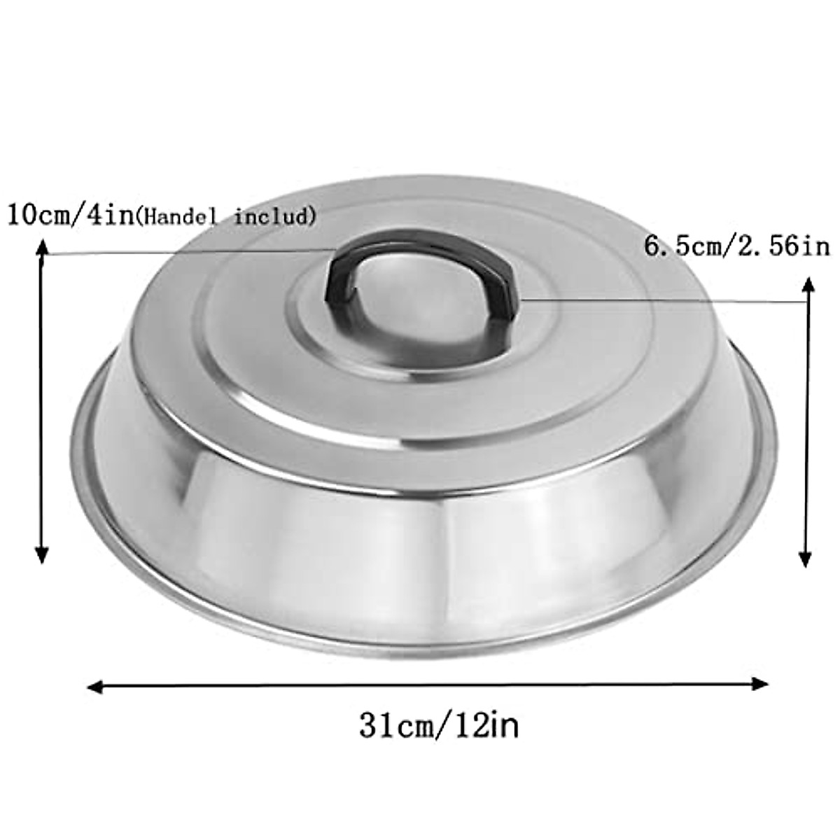 ZBXFCSH Griddle Accessories 12 Inch Round Stainless Steel Basting Griddle Cover - Cheese Melting Dome and Steaming Cover, Best for Use in Flat Top Griddle Grill Cooking Indoor or Outdoor