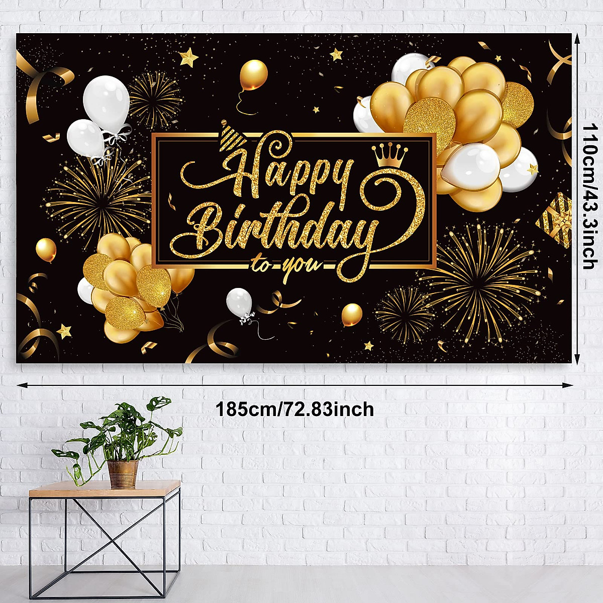 Tatuo Black and Gold Birthday Party Decorations 50 Pieces Gold Black Balloon Arch Garland Kit Happy Birthday Backdrop Banner Decorations for Kids Men Women Party Supplies Decor