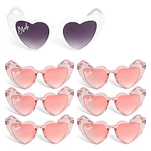 Effortless Events 7-Pack Bride Sunglasses, Bridesmaid Sunglasses, White & Pink