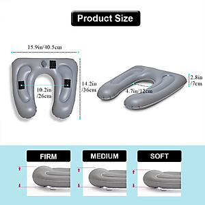 Nevife Raised Donut Pillow,Inflatable Toilet Seat Cushion,Height Adjustable Toilet Seat, PVC Commode Support Cushion for Adults,Seniors,Elderly, Disabled,Tailbone Pain Relief (Grey)