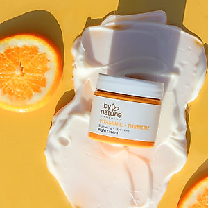 By Nature Brightening Night Cream With Vitamin C and Turmeric - Rich and Hydrating Night Face Cream to Restore Your Natural Glow and Energize Tired Skin - 2 oz