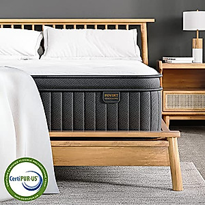 Povirt Twin Mattress, 12 Inch Innerspring Hybrid Mattress in a Box, 7-Zone Support Cool Twin Bed Mattress with Breathable Soft Knitted Fabric Cover for Pressure Relief, Medium Firm, 100-Night Trial