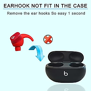 Anti Slip Silicone Ear Hook Tips for Beats Studio Buds Eartips for Beats Earbuds Replacement for Beats Cover Red 2 Pairs