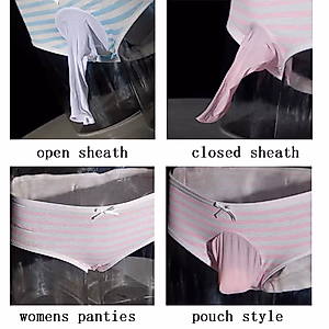 FASXIR Japanese Style Cute Striped Cotton Thong Pouch Bikini Underwear Briefs Cosplay Panties for Women Men Pack of 2 (Style 1)