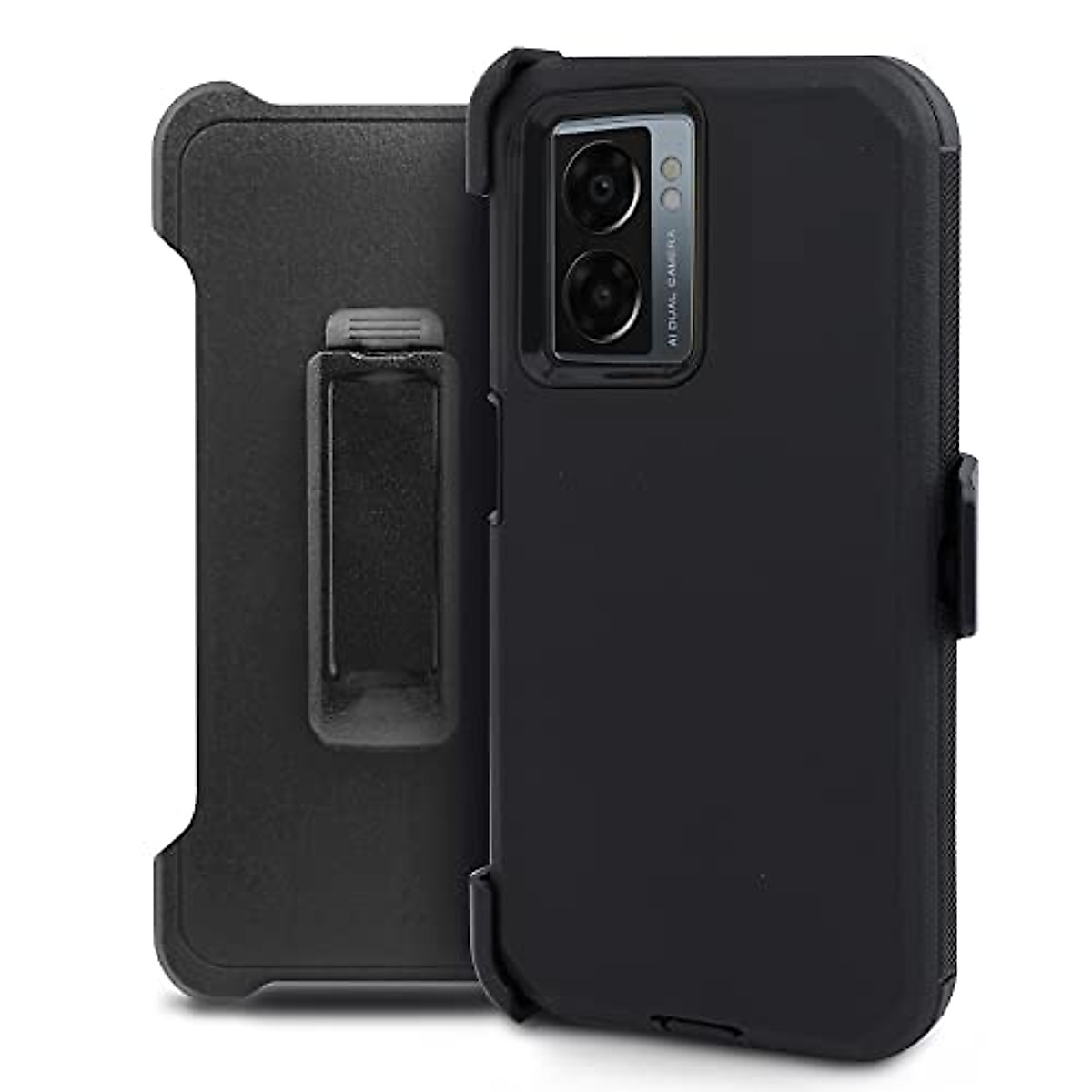 Customerfirst Compatible for OnePlus Nord N300 5G with Built in Screen Protector Kickstand Rugged Shockproof Dust/Drop Proof Holster Phone Case Cover (Black)