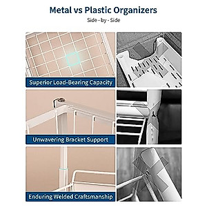 Zyerch Under Sink Organizer,Metal Pull Out Kitchen Cabinet Organizer with Sliding Drawer,Sturdy Multi-Functional for Bathroom Organization,White