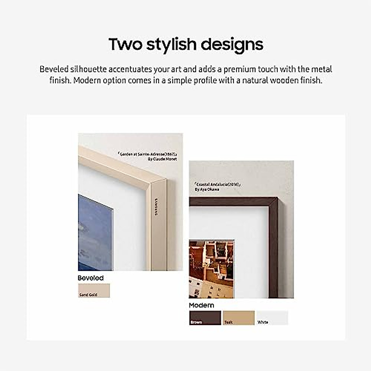 SAMSUNG 32” The Frame TV Customizable Bezel, Magnetic, Quick and Easy Installation, VG-SCFC32SGMZA, 2023, Sand Gold Metal