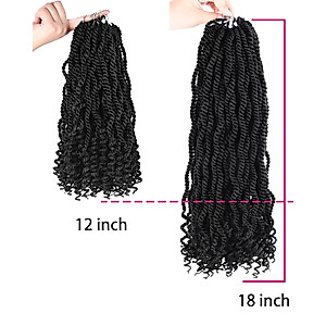 TOZIKA Wavy Senegalese Twist Crochet Hair 12 Inch for Black Women Pre-twisted Kids Crochet Hair 6 Packs Braids Ends Synthetic Hair Extension(1B#)