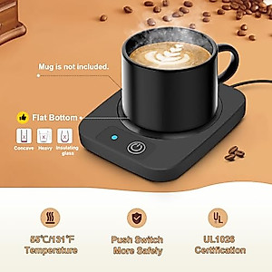 Mug Warmer for Coffee, Electric Coffee Warmer with Aluminum Metal Panel, 131℉ Beverages Coffee Warmer for Heating Coffee, Milk, Tea, Cocoa, Gifts for Coffee Lovers