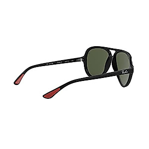 Ray-Ban RB4125M Scuderia Ferrari Collection Aviator Sunglasses, Black/G-15 Green, 57 mm