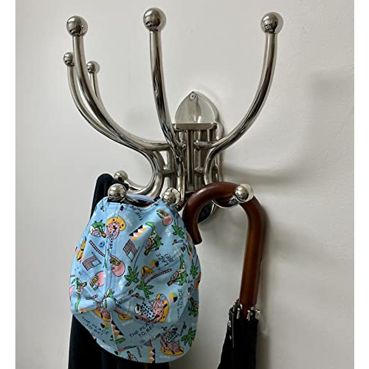 Vandy Ideal Metal Swivel Hook Heavy Duty Folding Swing Arm Quintuple Coat Hook with Multi Five Foldable Arms Towel/Clothes Hanger for Bathroom Kitchen Garage Wall Mount Hanger, (DH8018)