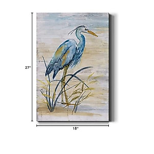 Renditions Gallery Animals Wall Art Abstract Paintings for Decor Rustic Yellow Blue Heron Bird Canvas Artwork Prints for Bedroom Living Room Office Walls - 18"X27" LT15