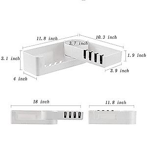 Hushnow 2 Pack Corner Shower Caddy Rotatable Wall-Mounted Shower Shelf, Shampoo Rack, Shelf with Hooks Shower Rack (white) Suitable for use in Kitchen Shower Storage and Bathroom