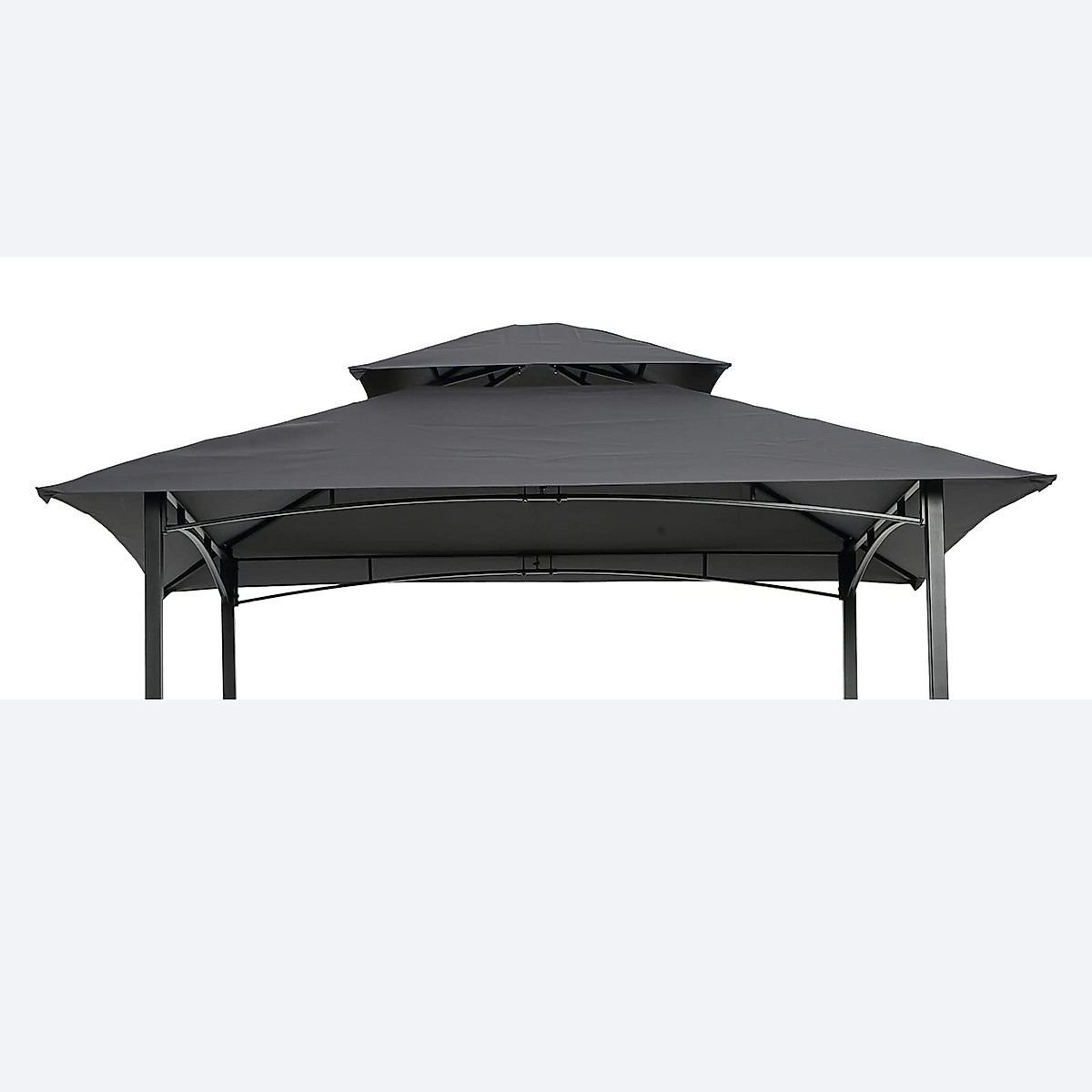 MengK 8x5Ft Grill Gazebo Replacement Canopy,Double Tiered BBQ Tent Roof Top Cover,Grey