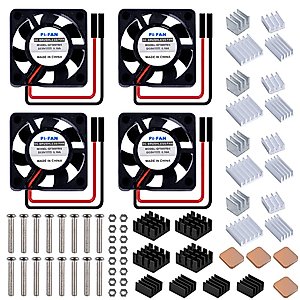 GeeekPi Fan for Raspberry Pi, Pi Cooling Fan 30x30x7mm DC 5V Brushless CPU Cooling Fan with 7PCS Heatsink for Raspberry Pi 4 Model B,3B+,Pi 3 & Retroflag NESPI CASE Plus (4-Pack)