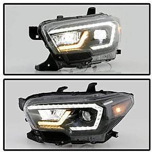 ACANII - For 2016-2022 Toyota Tacoma SR SR5 [Full LED Function] Black LED Tube Signal Projector Headlights Left+Right