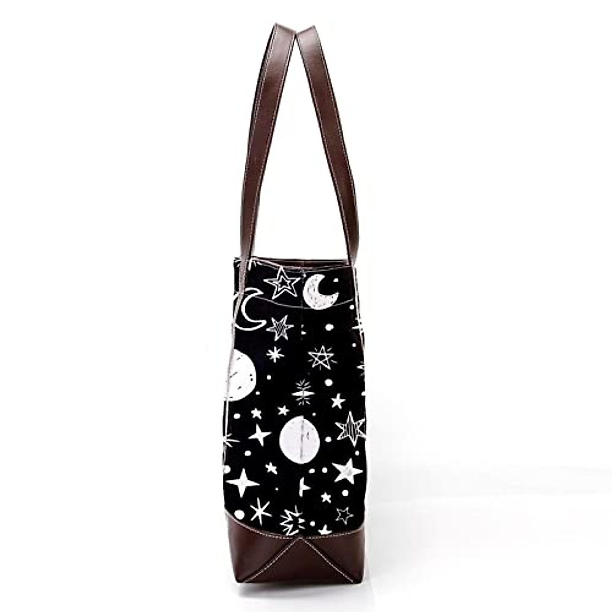 Black and White Stars Moon Tote Bags Large Leather canvas Purses and Handbags for Women Top Handle Shoulder Satchel Hobo Bags