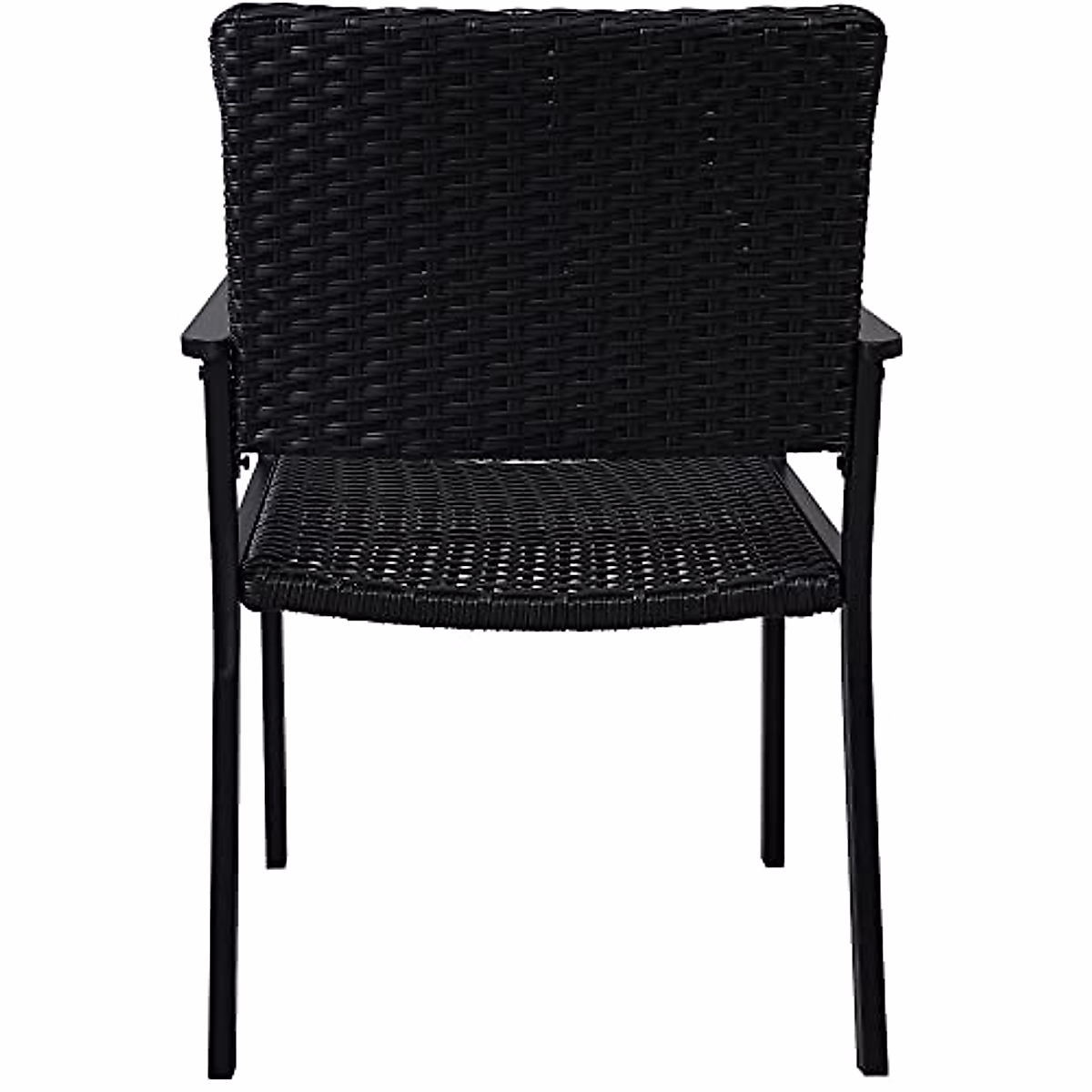 Outdoor Patio Dinning Set, PE Wicker 5-Piece Dining Table Set with Umbrella Hole and 4 Dining Chairs for Garden, Deck (Black Wicker+Black Frame)