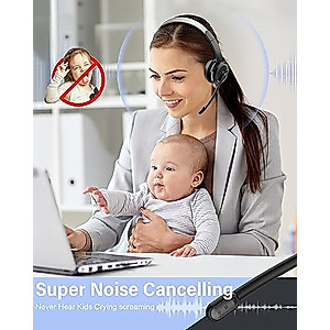 MONODEAL Bluetooth Headset V5.2, Wireless Headset with Microphone AI Noise Cancelling & Mute Button, Single/Dual Ear Wireless Headphones, Computer Headset with Microphone for Work Home Office