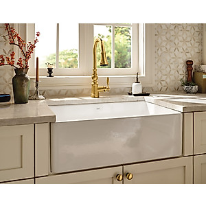 Moen FC301810 Apron-Front Fireclay Single Bowl Undermount Kitchen Sink, 30", 30 x 10 x 8.5, White