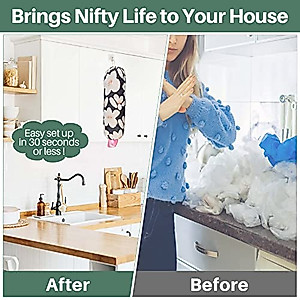 TOGETRUE Plastic Bag Holder, Wall Mount Floral Grocery Bag Holder, Reusable Shopping Bag Storage Holder Organizer for Kitchen Pantry (Basic Black)