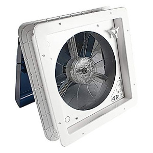 Leisure Coachworks 14" x 14" RV Roof Vent Fan Exhaust 6 Speed reversible 12V manual riser with Smoked Lid