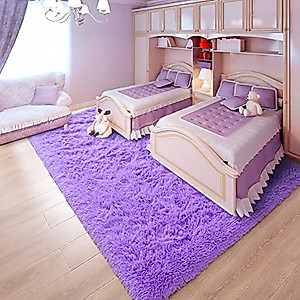 Noahas Fluffy Purple Rug for Living Room 8x10 Area Rugs,Thick Plush Shag Rug,Large Living Room Rugs,Big Fuzzy Carpet,Shaggy Rugs for Bedroom,Soft Comfy Kids Rugs Nursery Rug Living Room Decor